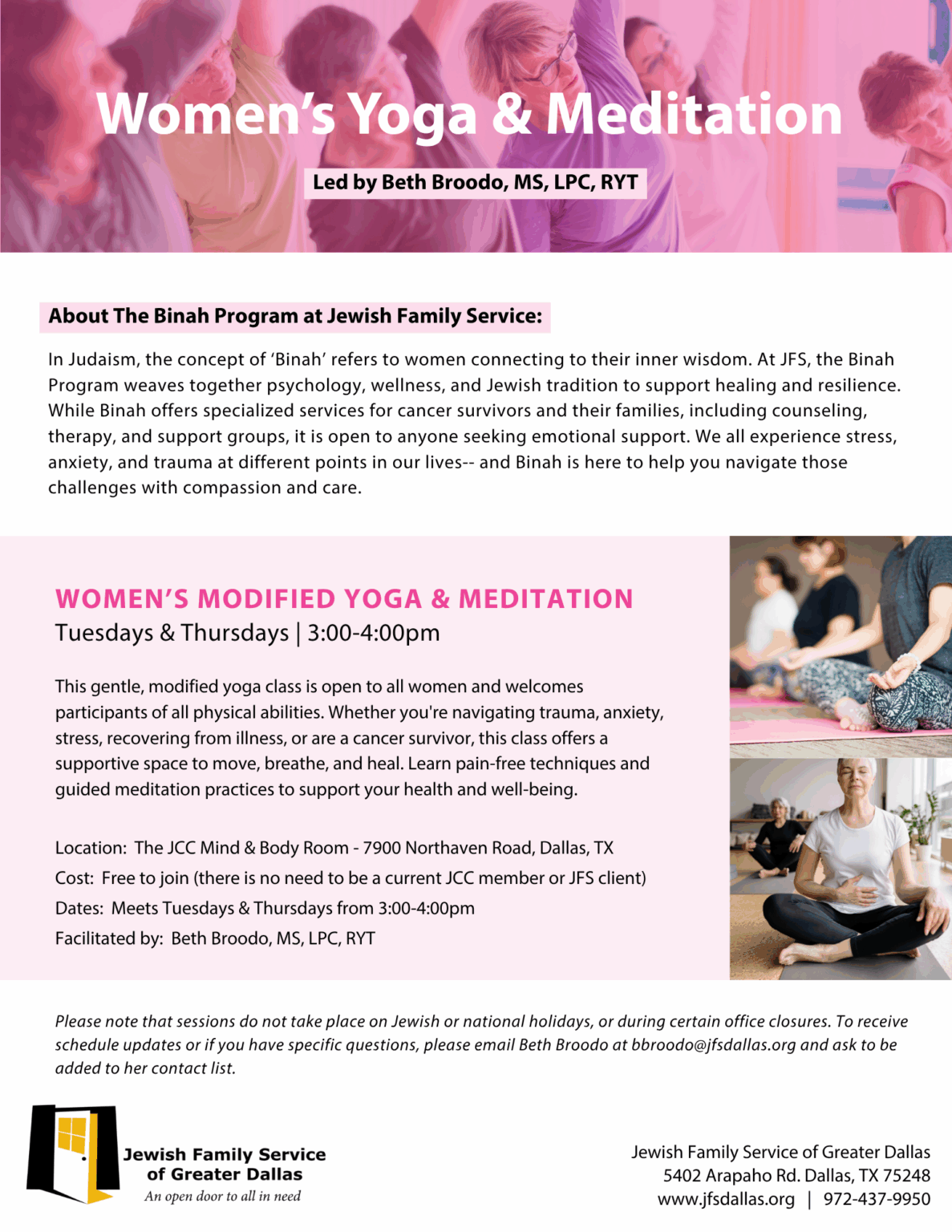 JFS Women's Relaxing Yoga & Meditation (free) - Jewish Dallas